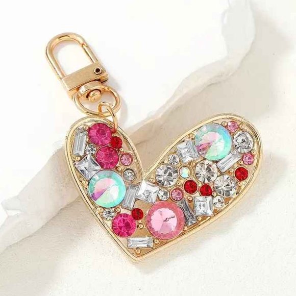 Accessories | Sparkling Heart Keychainbag Charm | Poshmark